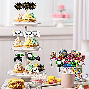 MIAHART 60 Pcs Video Game Themes Cake Toppers 6 Styles Cupcake Picks Decorations for Kids Gaming Birthday Fans Party Favors