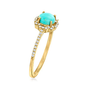 Canaria Turquoise Ring With .12 ct. t.w. Diamonds in 10kt Yellow Gold. Size 8