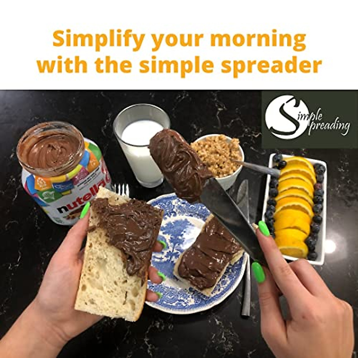 Simple preading Stainless Steel Spatula Spreader Knife Peanut Butter and Jelly, Chocolate or Strawberry Jam Stirrer & Jar Scraper 8.9" Multifunction Stir & Scrape any Jars - Spread with Clean Hands