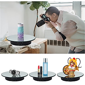 QINMAY 360 Degree Rotating Display Stand,360 Degree Photography Turntable with Remote Control,5 PVC Backgrounds,Battery/USB Power Supply for Photography Product Shows