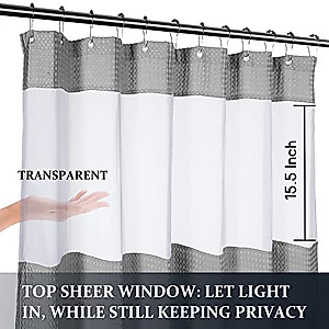 Yimobra Memory Foam Bath Mat Set & Yimobra Waffle Weave Shower Curtain Set with Snap-in Fabric Liner, Heavyweight Fabric with 12 Hooks