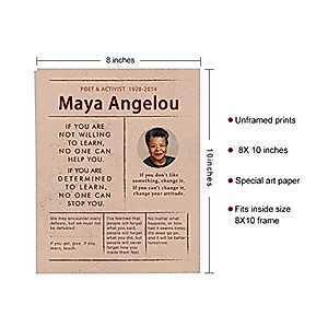 Motivational Poster Wall Art - Office Wall Art & Decor - Positive Quotes Wall Decor - Encouragement Gifts - Positive Sayings for Wall Decor - Inspirational Wall Art Maya Angelou Quote, 8x10" Unframed