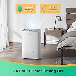 52 Pints Energy Star Dehumidifier, 4500 Sq.Ft Dehumidifier for Basement and Home, Large Room Dehumidifiers with Drain Hose & Water Tank, 24H Timer, Auto Defrost, Dry Clothes - 2024 Energy Star