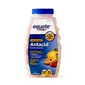 Equate Antacid Tablets, Ultra Strength Tropical Fruit Flavors Chewable Tablets, 1000 mg, 160 Count (Pack of 3)