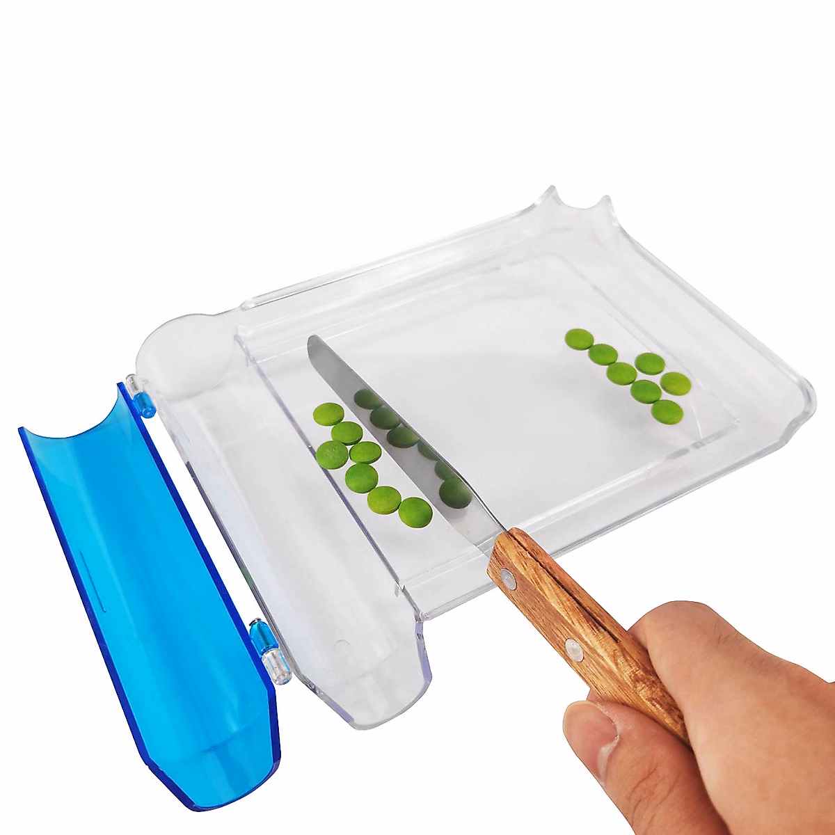 Medarchitect Right Hand Pill Counting Tray with Spatula (Clear - Wood Handle)