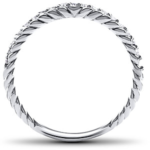 P3 POMPEII3 1/4ct Diamond Braided Wedding Ring 14K White Gold - Size 6.5