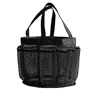 esowemsn 1PC Black Mesh Shower Caddy Tote Bag Hanging Portable Waterproof Shower Tote with 8 Mesh Storage Pockets Toiletry Bathroom Organizer Accessories
