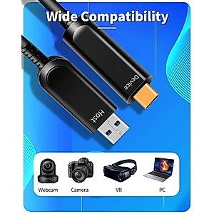 DWLCWY Fiber Optic USB A to USB C Cable (50ft),10Gbps High Speed USB 3.1 Cable for VR, Webcam,etc