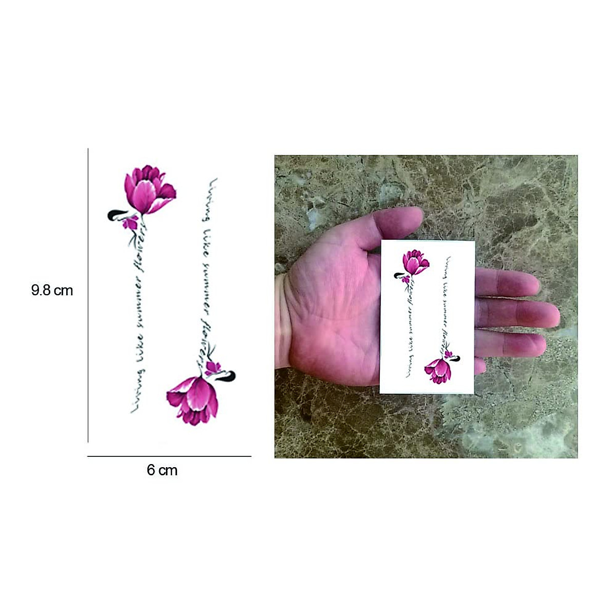 WYUEN 24 Sheets Flower Temporary Tattoo Sticker Women Children Fake Tattoos Body Art Waterproof Face Stickers (W24-04)