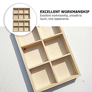 Wakauto 2Pcs Wooden Storage Divider Box Showcase Display Box 6 Grid Wood Organization Tray Desk Display Crafts Holder for Art Supplies Organizer