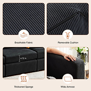 Sweetcrispy SF-1-M01-0227 Sectional Couches for Living Room, 4-Seat Sofa, Dark Grey