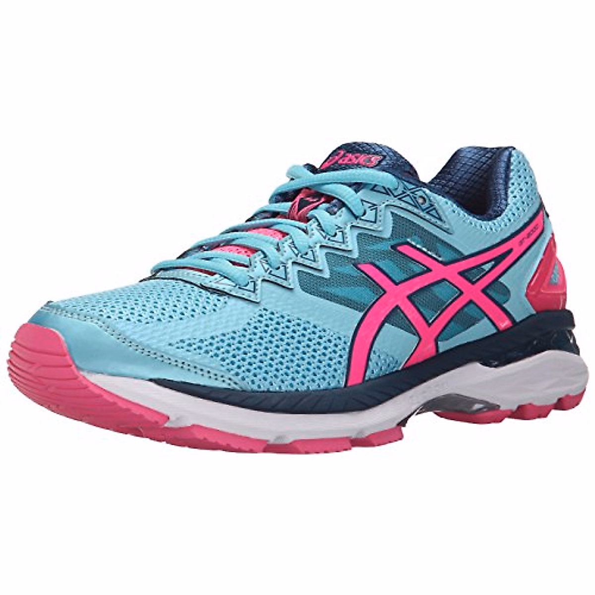 ASICS Women's GT-2000 4 Running Shoe, Turquoise/Hot Pink/Navy, 6 M US