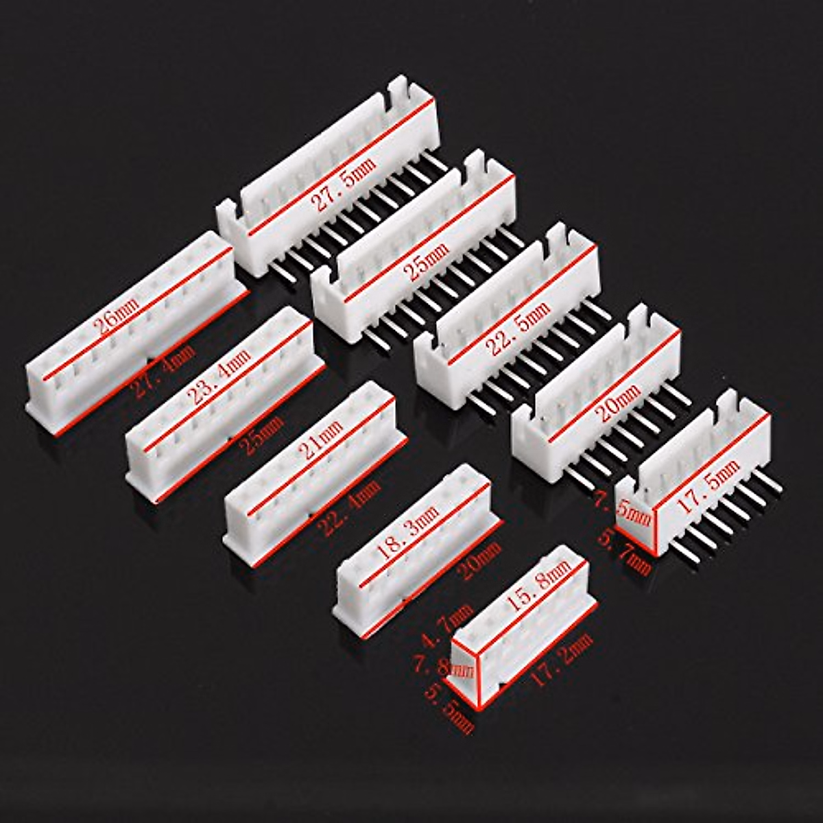 LTEFTLFL 25 Sets 6 7 8 9 10 pin Right Angle JST-XH 2.5mm Male Female Lipo Balance Connector -