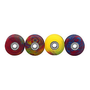 Teak Tuning Apex 61D Urethane Fingerboard Wheels - New Street Shape, 7.7mm Diameter - Ultra Spin Bearings - Made in The USA - Tie Dye Swirl Colorway