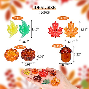 DomeStar 120PCS Thanksgiving Acrylic Pumpkin Fall Decorations, Vase Filler Gems Acrylic Leaves Acorns Maple Leaves for Home Decoration