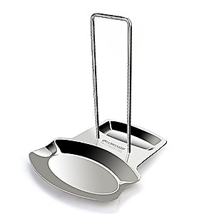 Yummy Sam Pot Lid Holder and Spoon Rest, Stainless Steel Utensils Lid Spoon Holder Ladle Rest Pot Lid Rack Shelf Stand Holder Multifunctional Storage Rack Stove Organizer (Silver)
