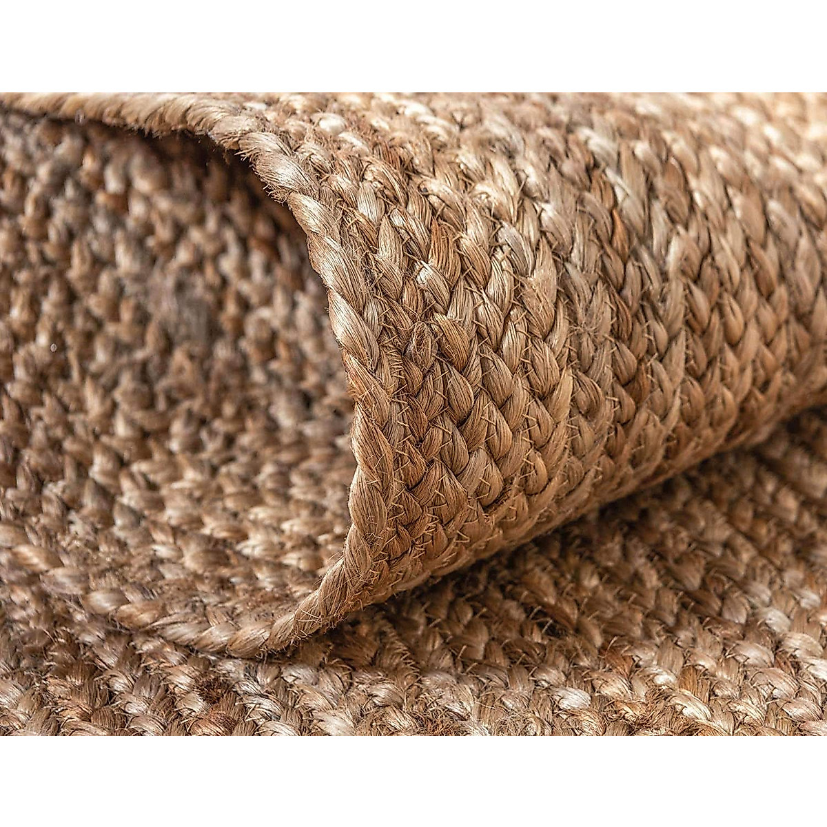 The Knitted Co. 100% Jute Area Rug 10x14 Feet Rectangle- Braided Design Hand Woven Natural Carpet - Home Decor for Living Room Hallways Bedroom (Natural, 10'x14')