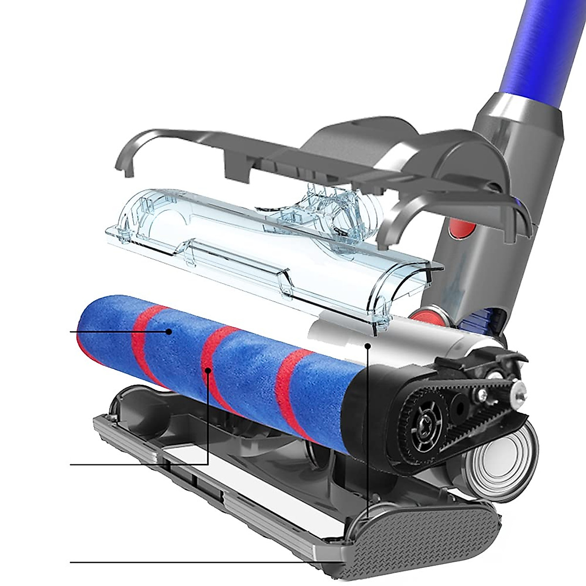 Animal Vacuum Head Replacement for Dyson v7 v8 v10 v11 v15 Soft Roller Cleaner Head Attachments with 4 LED Lights【v6, v12, sv18, DC, and Slim Series Not Compatible】