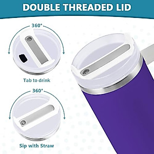 Emelivor Dark Purple 40 oz Tumbler with Lid and Straw Insulated Tumblers with Handle Leak Proof Travel Coffee Mug Water Cup Bottles for Hot and Iced Cold Drinks