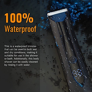 PRITECH Body Hair Trimmer for Men Pubic Hair Trimmer - Wet/Dry Ball Trimmer with Ceramic Blade, Rechargeable Body Groomer for Men with Standing Recharge Dock, Cordless Groin Hair Trimmer for Men