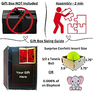 Razzle-Dazzle, Confetti Explosion Gift Box Insert 2pk Red (DIY). Show Them How Much You Cherish Them With Our Exploding Surprise Confetti Add-On. Christmas, Anniversary, Valentines, Birthday, Wedding