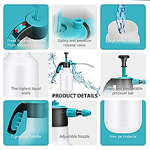 Itisll Manual Garden Sprayer Hand Lawn Pressure Pump Sprayer Safety Valve Adjustable Brass Nozzle with Extended Spray Wand, Durable Polyethylene Rod 0.5 Gal