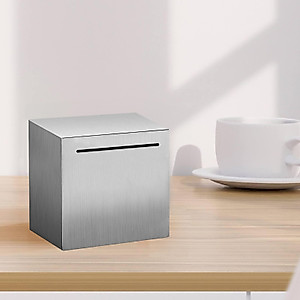 DMTINTA Steel Money Box for Real Money Piggy Bank for Adults Must Break to Open Unbreakable Metal Money Saving Box for Cash Saving Silver