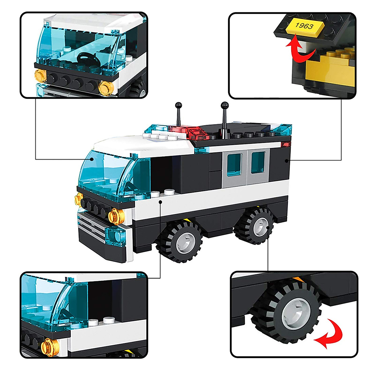 City Police Car Building Kit, City Police Sets Police Truck, Prisoner Transporter Toys Building Blocks Set for Kids Boys 6-12 Years Old, 104 Pcs