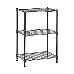 MZG Steel Storage Shelving 3-Tier Grey Utility Shelving Unit Steel Organizer Wire Rack for Home,Kitchen,Office (18-in W x 12-in D x 26-in H)