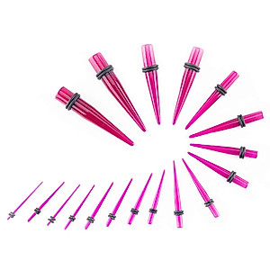 LLGLTEC Ear Stretching Kit 50 Pieces 14G-00G Ear Gauges Expander Set Acrylic Tapers and Plugs & Silicone Tunnels Body Piercing Jewelry Set(Purple)