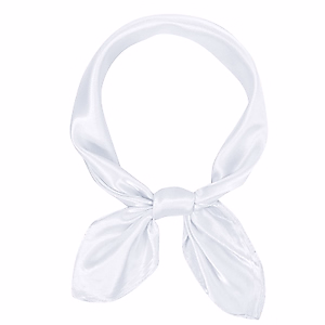 American Trends Women Silk Feeling Scarf Satin Head Scarves Vintage Square Satin Scarf Wrap Neck Scarf Lightweight Silk Like Bandana White