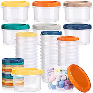 Tioncy 36 Pack Texture Freezer Storage Containers with Lids Reusable Twist Top Plastic Food Containers Round Wide Mouth Lunch Jars Freezer Deli Containers (8 oz)