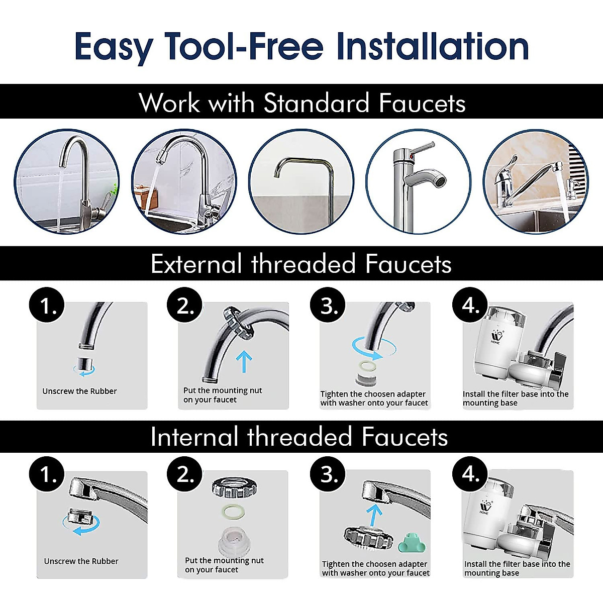 Faucet Filter, Highly Efficient Filtration Performance, Reduces Lead, Chlorine & Bad Taste, BPA Free, Water Purifier, 1 Count