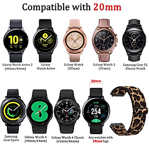 Wanme Elastic Bands for Samsung Galaxy Watch 4 40mm 44mm, Galaxy Watch 4 Classic 42mm 46mm, Galaxy Active 2 Band, 20mm Adjustable Soft Stretch Wristband for Galaxy Watch 4/Active 2 (Leopard)