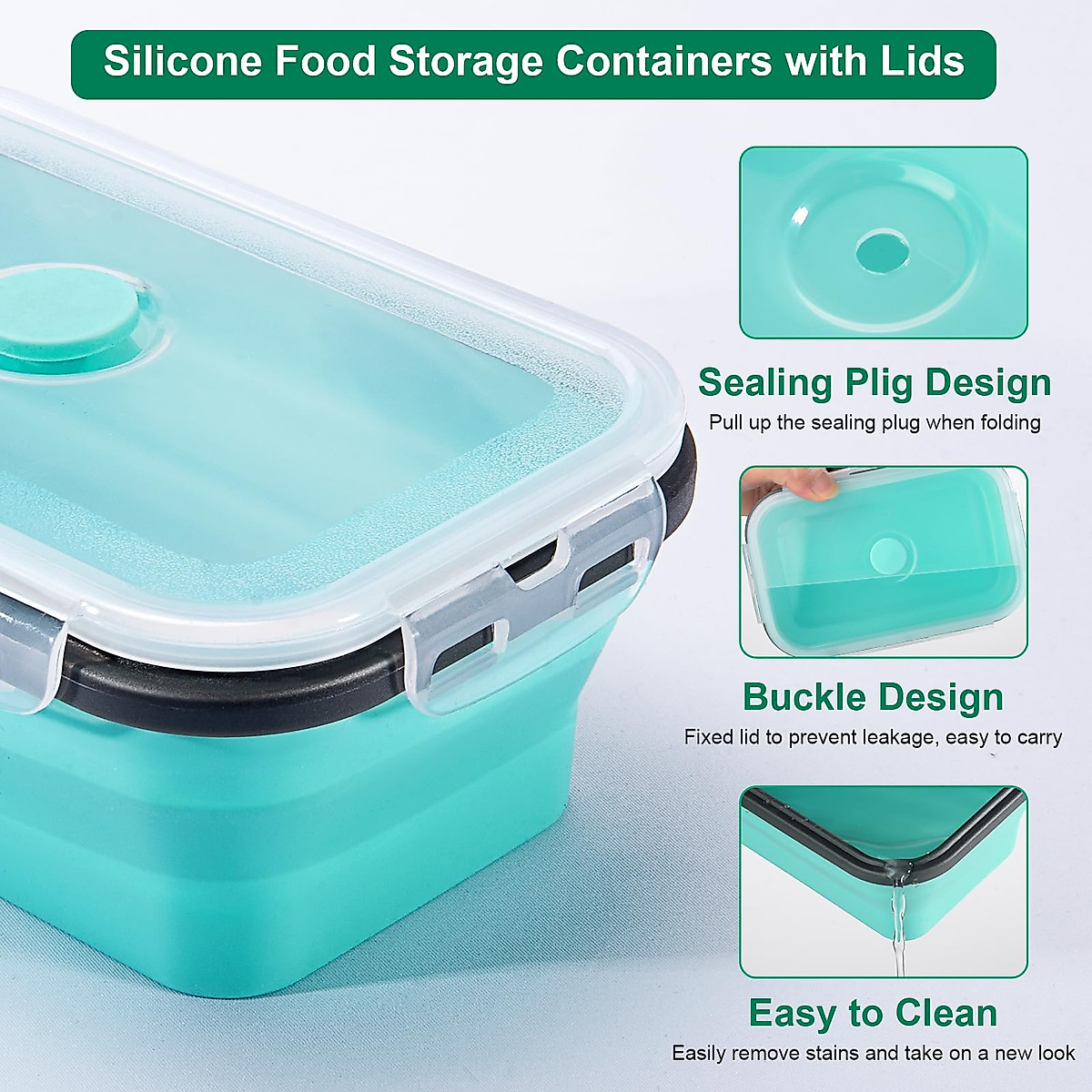 8 Pack Collapsible Food Storage Containers With Lids, Collapsible Storage Containers Sets Silicone Collapsible Bowls For Camping, RV Accessories, Travel Trailer Must (Mixed oz) (8)