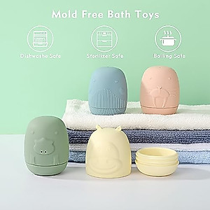 Socub Baby Bath Toys, Squeezable Silicone Bath Toys for Toddlers 1-3, BPA Free Bathtub Toys for Infants