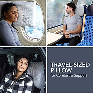 Vaverto Small Memory Foam Pillow for Travel and Camping - Compressible Medium Firm, Breathable Cover, Machine Washable, Ideal Backpacking, Airplane and Car