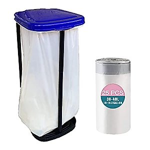 Reliable1st Portable Garbage Trash Bag Holder with 25 PCS Drawstring Bags ，Collapsible Expandable can Outdoor Waste Bins Camping Accessories for and Indoor RV Picnic Kitchen Home Use | Blue