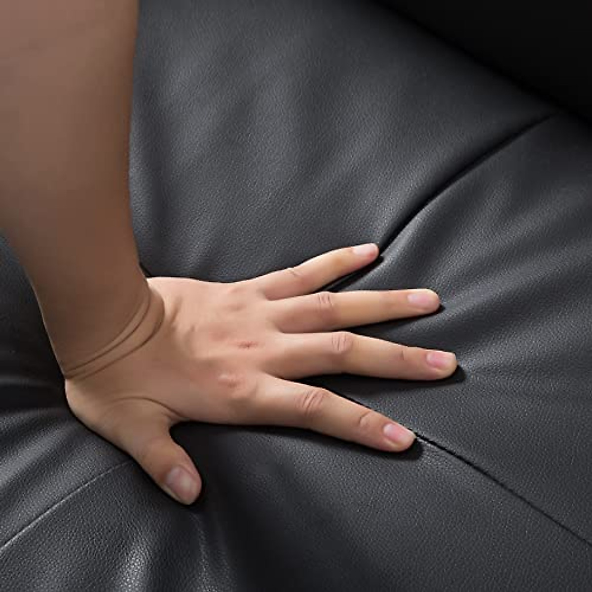 ERYE Upholstered Futon Sofa Sitting Space Loveseat Convertible Sleeper Couch Bed for Apartment Office Home Gym Living Room Furniture Sets Sofabed, Black PU Leather Tufted Cupholders Metal Legs