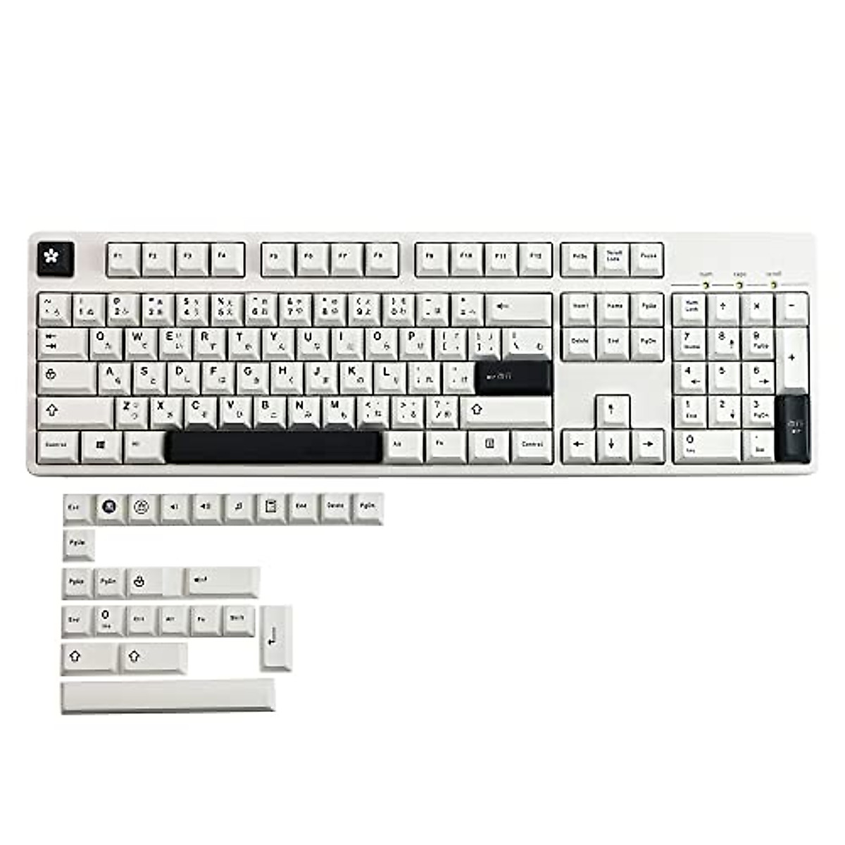 Premium PBT Minimalist Black and White Keycaps - Cherry Profile, DYE Sublimation, 129 Keys for Cherry MX Switches Mechanical Keyboards