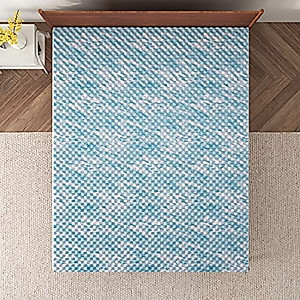 NapQueen 4 Inch Swirl Egg-Shell Cooling Gel Memory Foam Mattress Topper, CertiPUR-US Certified, Full, Blue