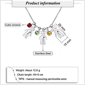 Personalized Children Charms Mothers Necklace with Simulated Birthstones Engraved Boy and Girl Charm Jewelry Infinity Mom Necklace for Women Mother Day (Mothers Necklace with Birthstones, 3 names)