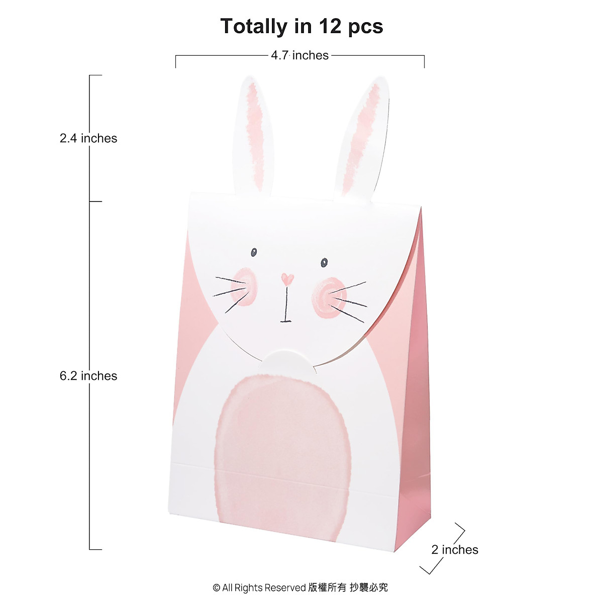 Cheerland Pink Bunny Gift Bags for Easter Rabbit Garden Tea Candy Sweets Goodie Bag Party Favors Decorations Supplies