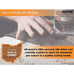 Refine Kitchenware Large Walnut Personalized Circle Board with Juice Groove, 18 Inch Round Personalized Cheese Board, Round Charcuterie Board | 100% Made in the USA