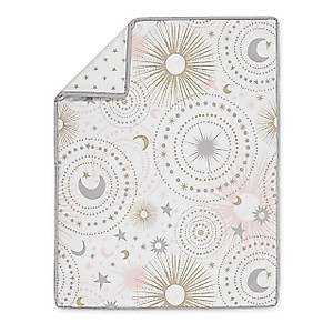 Sweet Jojo Designs 4 pc. Blush Pink, Gold, Grey and White Star and Moon Celestial Baby Girl Crib Bedding Set