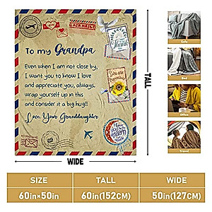 Dfaqehk Grandpa Gifts from Grandchildren, Fathers Day Birthday Gifts for Grandpa, Best Gift for Grandpa from Granddaughter, Unique Grandfather Gift Ideas Throw Blanket 60 x 50 Inch