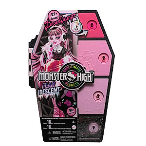 Monster High Skulltimate Secrets Fearidescent Series Doll & Accessories, Draculaura, Dress-Up Locker & 19+ Surprises