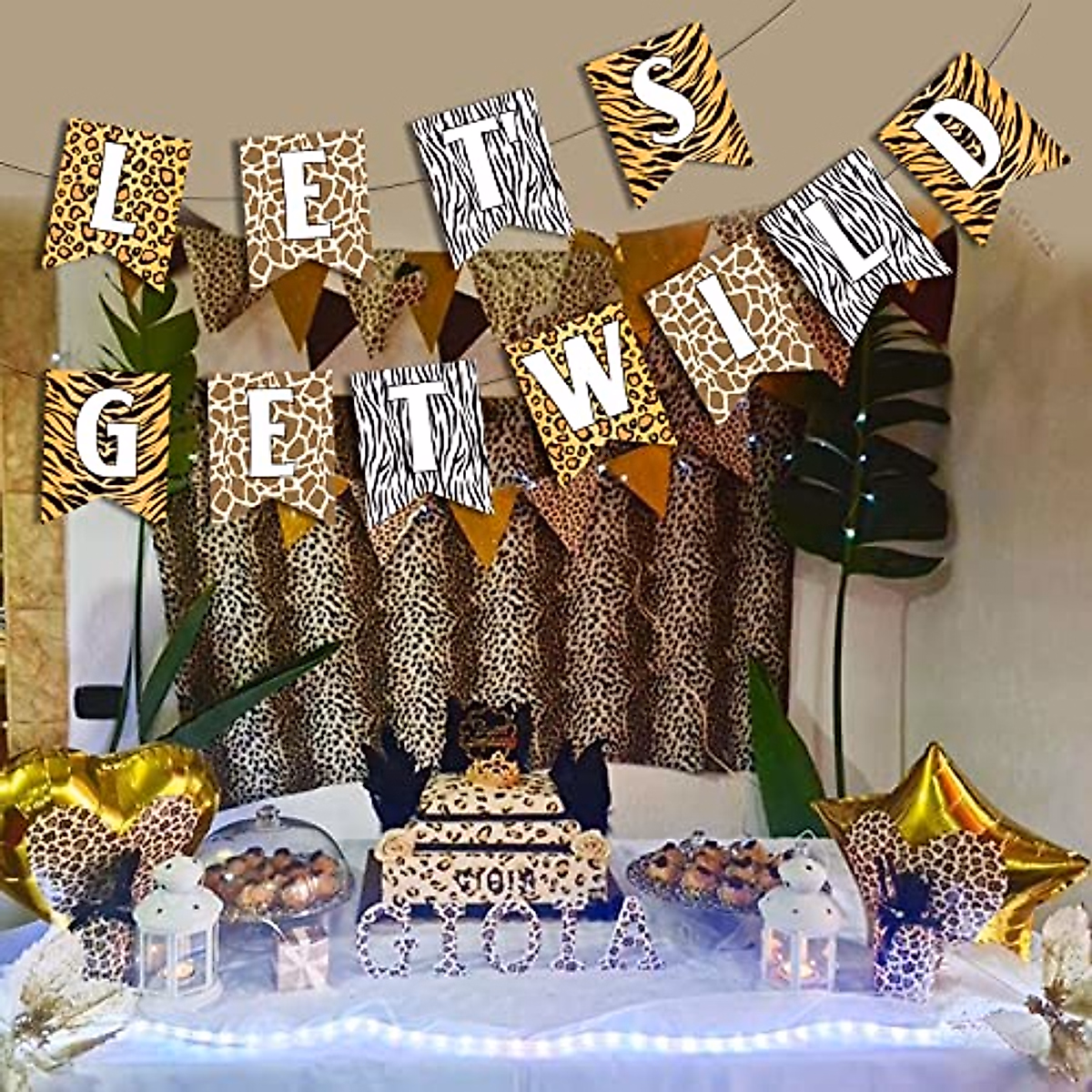 Let's Get Wild Banner - Fun Jungle Safari Party Decorations