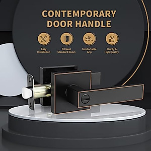 Gaurqiah Oil Rubbed Bronze Privacy Door Handle, Heavy Duty Door Lever,Reversible Square Door Lever for Bathroom,1 Pack（2.2lbs）