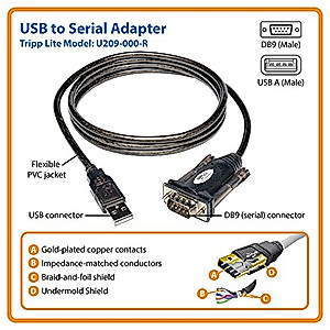Tripp Lite 5ft USB to Serial Adapter Cable (USB-A to DB9 M/M)(U209-000-R)